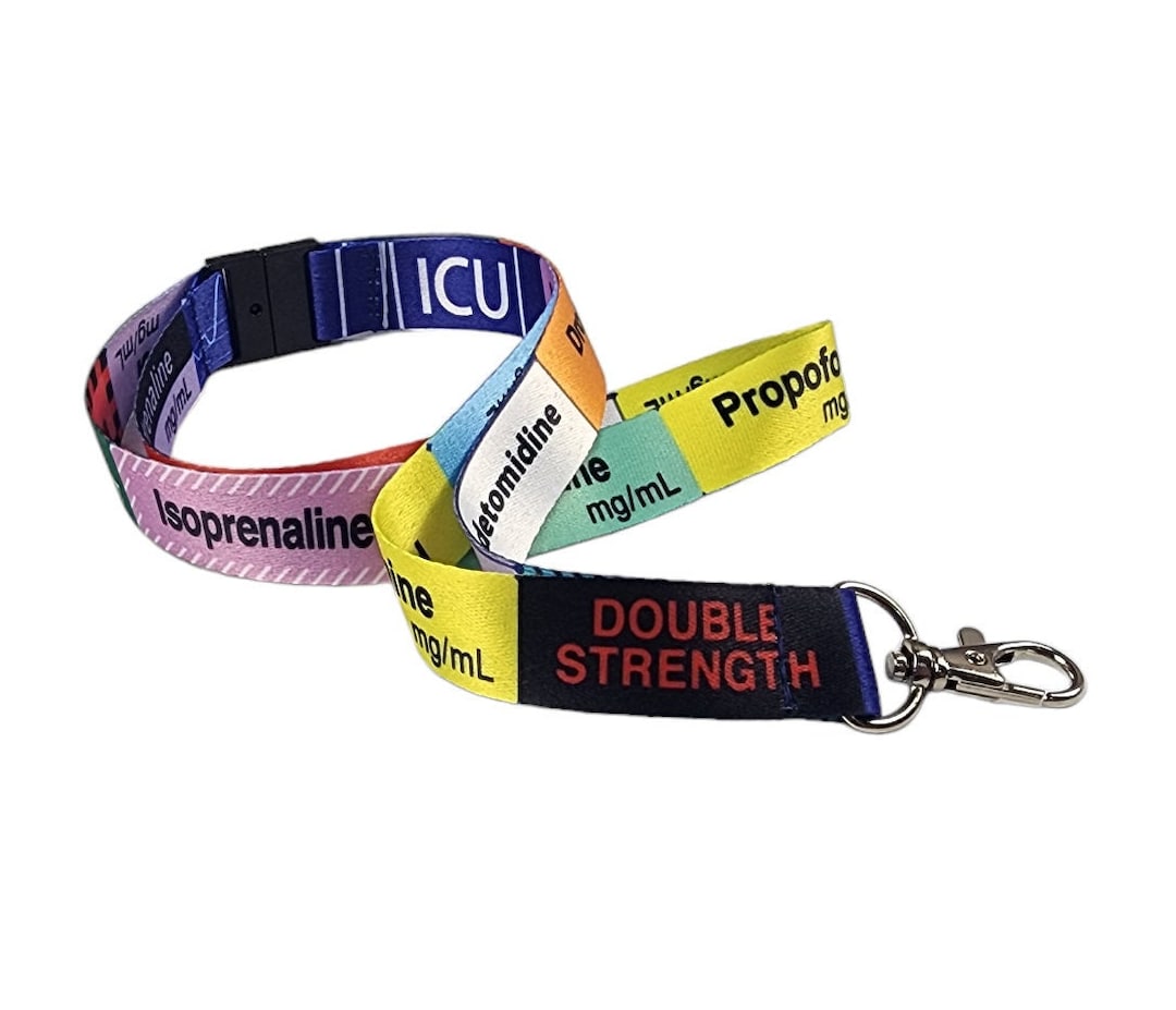 2 Pack Intensive Care Lanyards With Hospital Drug Label Safety Pull ...