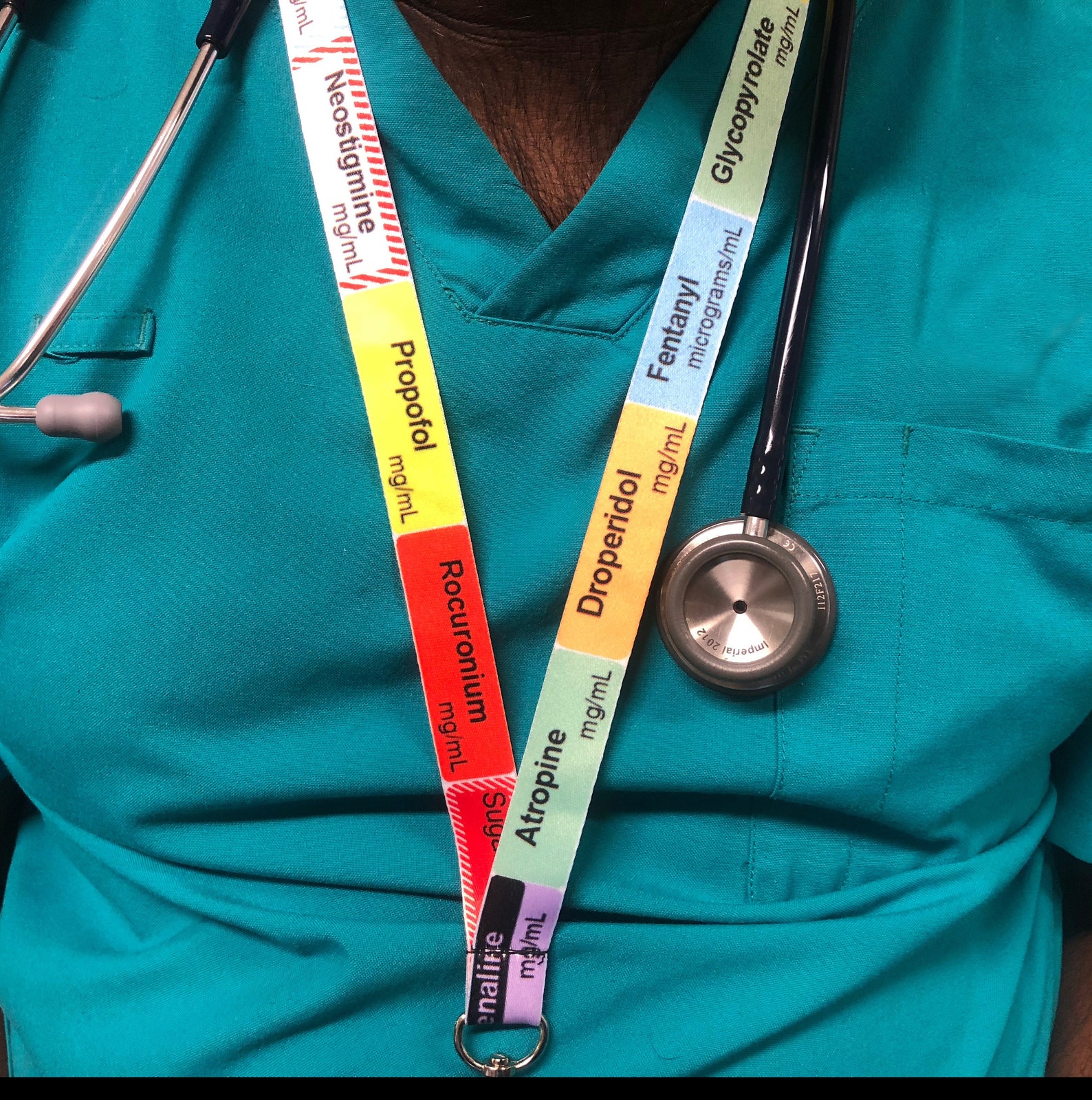 2 Pack Anaesthetic Lanyards Medical Drug Labels Critical Care - Etsy