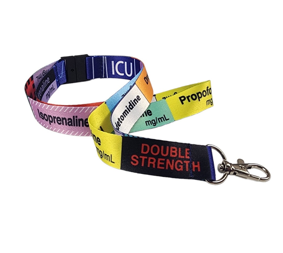 5 Pack Intensive Care Lanyards With Hospital Drug Label Safety Pull ...