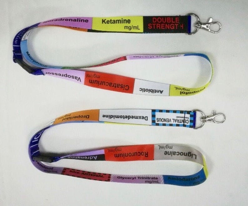 5 Pack Intensive Care Lanyards With Hospital Drug Label Safety Pull ...