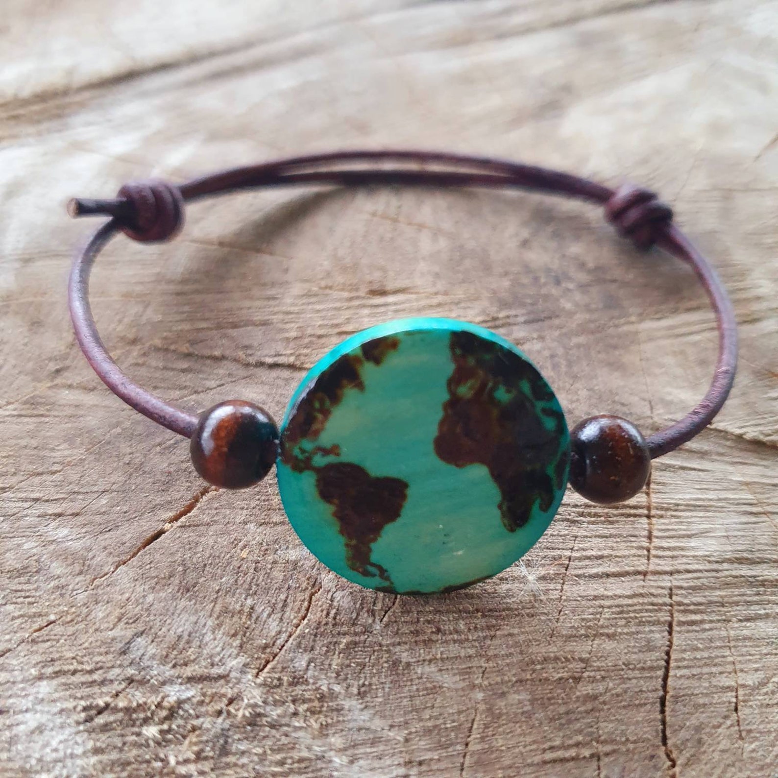 World Map Bracelet Wanderlust Jewelry Wood Burned Map - Etsy