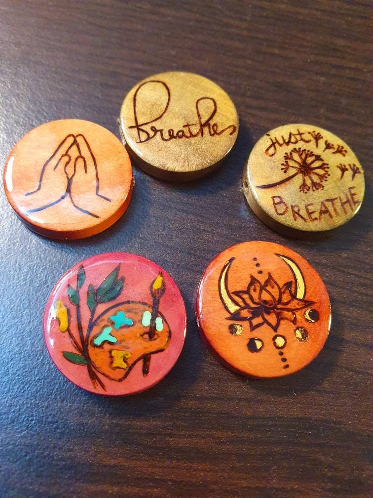 Wood Burned Bead. Beads for DIY Jewelry. Hand Painted Beads - Etsy