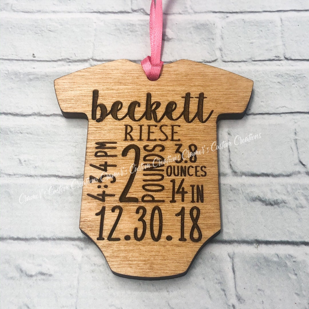 Wood Personalized Birth Stats Ornament - Etsy