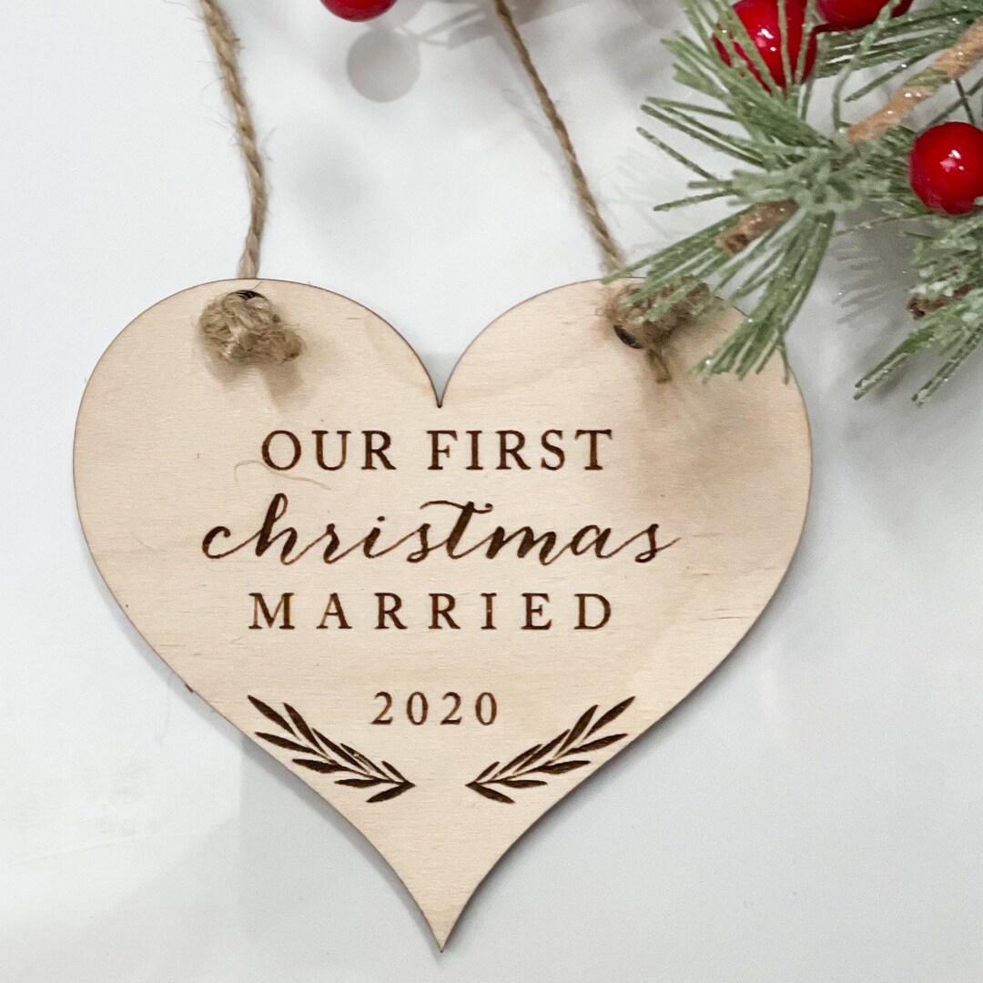 First Married Christmas Ornament - Just Married Ornament - Christmas ...