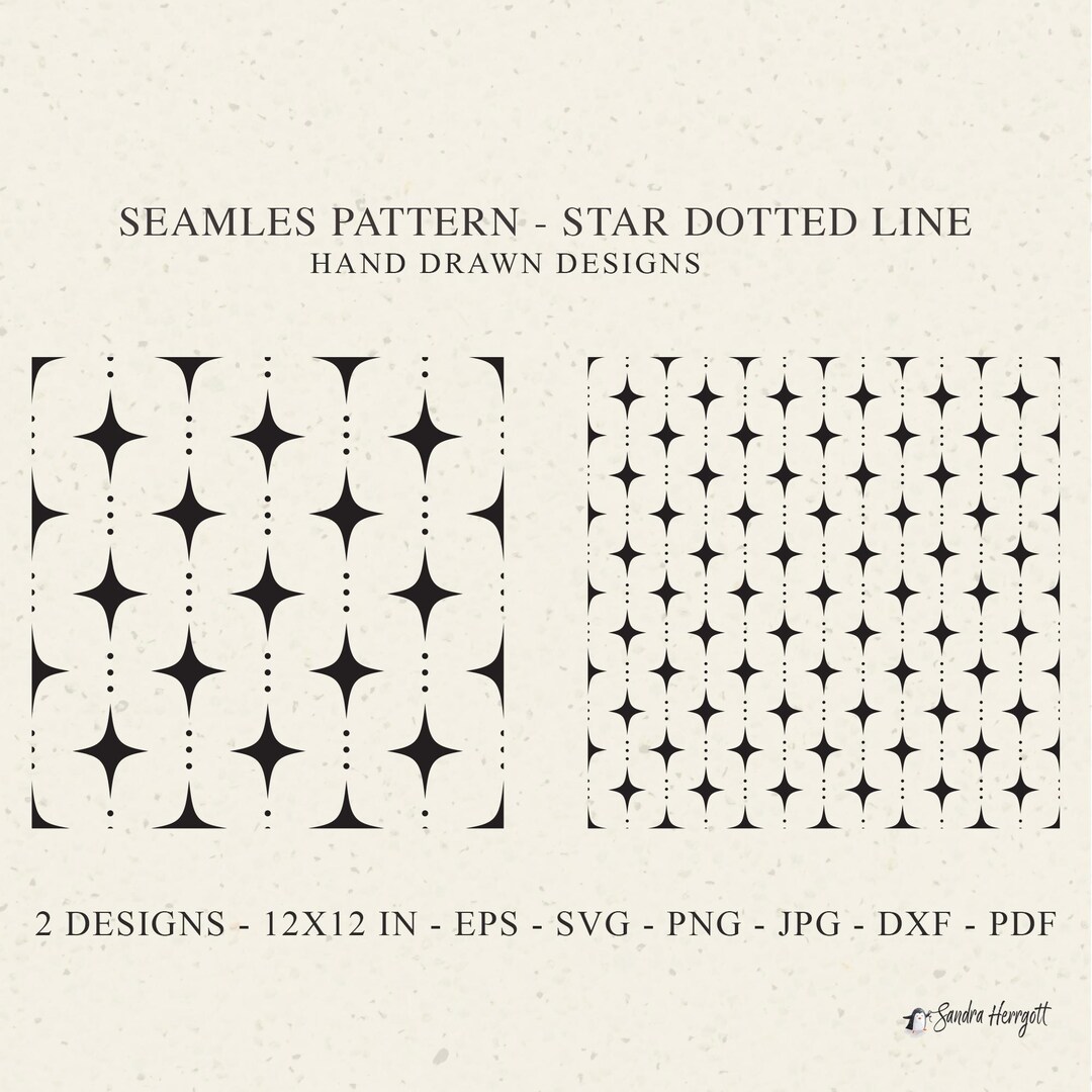 Star Dotted Line Seamless Pattern Svg Plotter File Dxf Png Eps Jpg ...