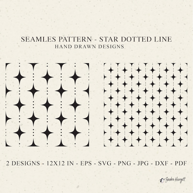 Star Dotted Line Seamless Pattern Svg Plotter File Dxf Png Eps Jpg ...