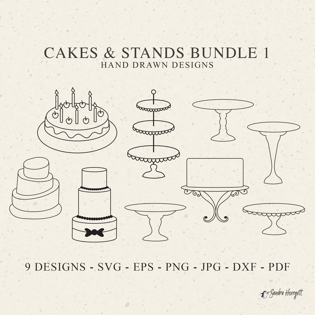 Cake Stand Plotter File Svg Dxf Png Jpg Wedding Cricut Birthday Party ...