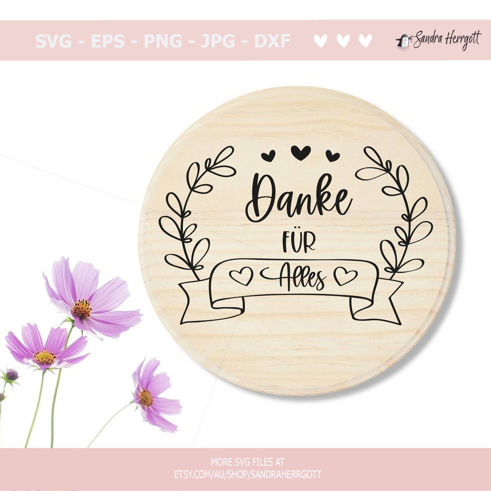 German Danke Plotter File Svg Eps Dxf Bundle Banner Danke Für Alles ...