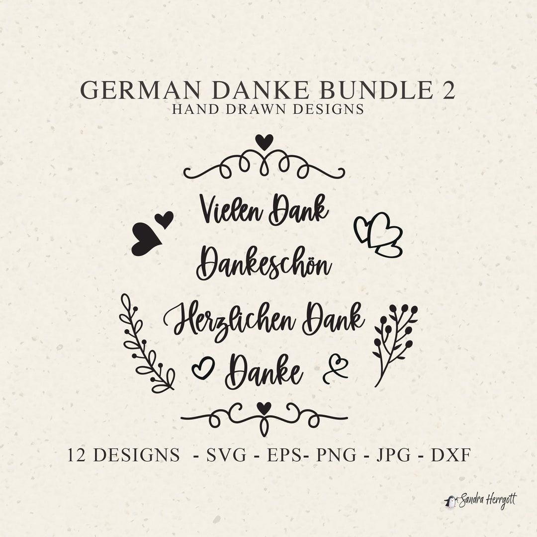 German Danke Plotter File Svg Eps Dxf Png Jpg Vielen Herzlichen Dank ...