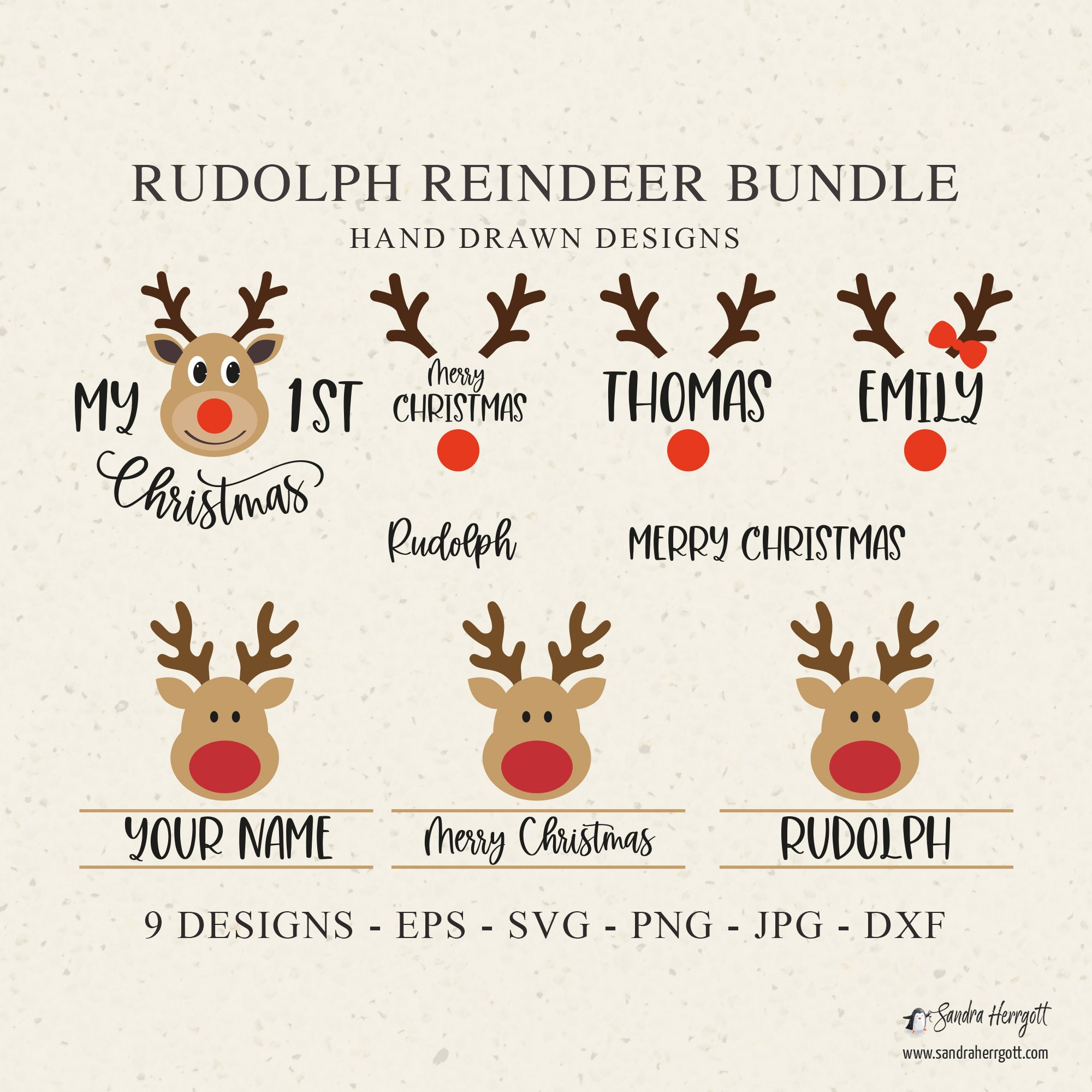 Reindeer Svg Bundle Reindeer Name Svg Rudolph Svg Reindeer | Etsy