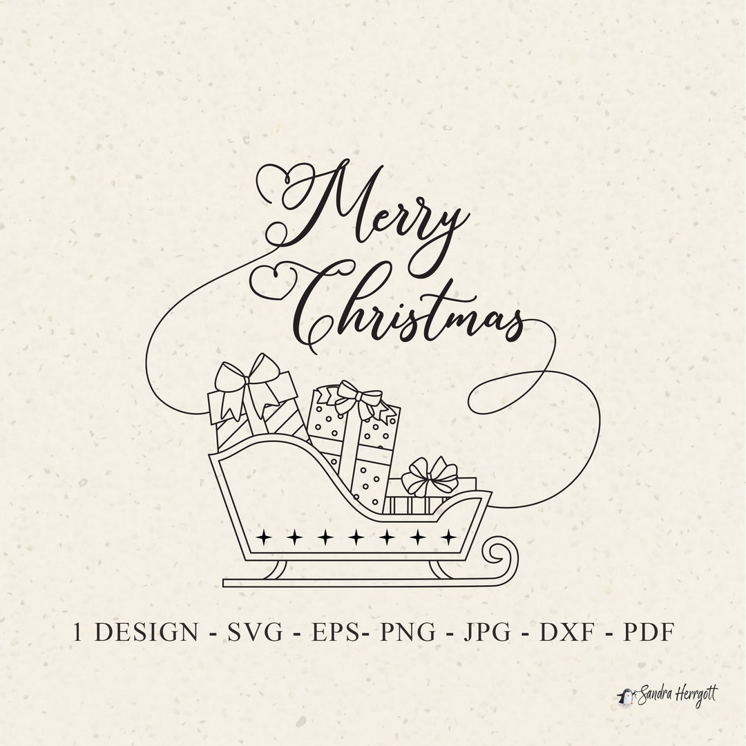Merry Christmas Sledge With Gifts Plotter File Svg Dxf Png Jpg Pdf Eps ...