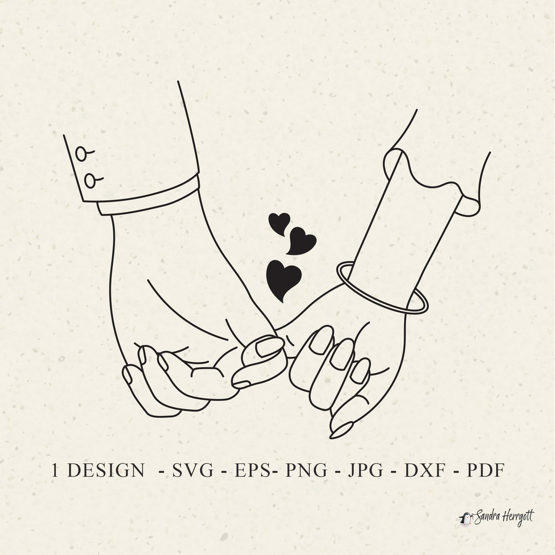 Paar Händchen haltend Plotterdatei Dxf Png Jpg Eps Pdf Liebe Cricut Valentine Silhouette Herz ...