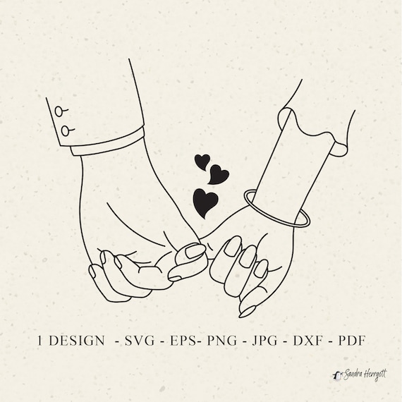 Silhouette Couple Holding Hands Drawing