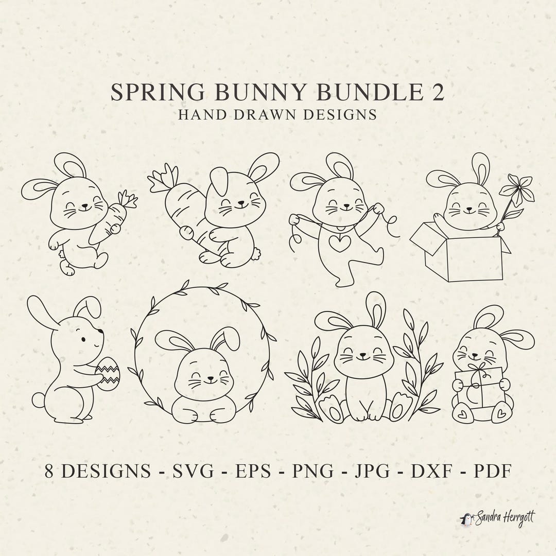 Spring Bunny Plotter File Svg Dxf Png Pdf Jpg Cricut Silhouette Cute ...