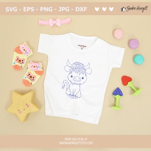 Baby Highland Cow Plotter File Svg Dxf Png Jpg Cricut Animal Silhouette ...