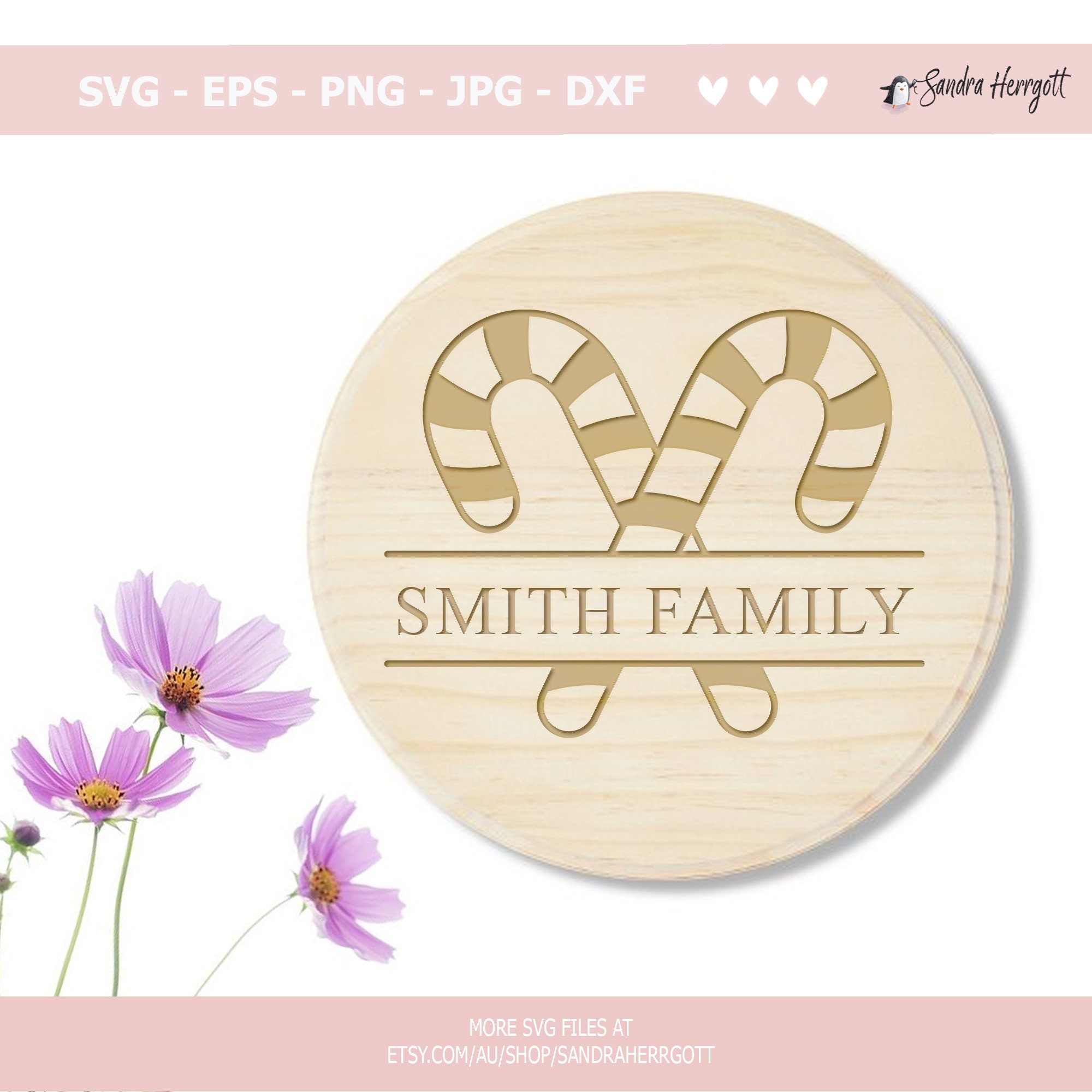 Candy Cane Plotter File Svg Dxf Png Jpg Eps Christmas Cricut Split ...