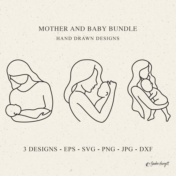 Mother and Baby Plotter File Svg Dxf Eps Png Mum Child Cricut | Etsy