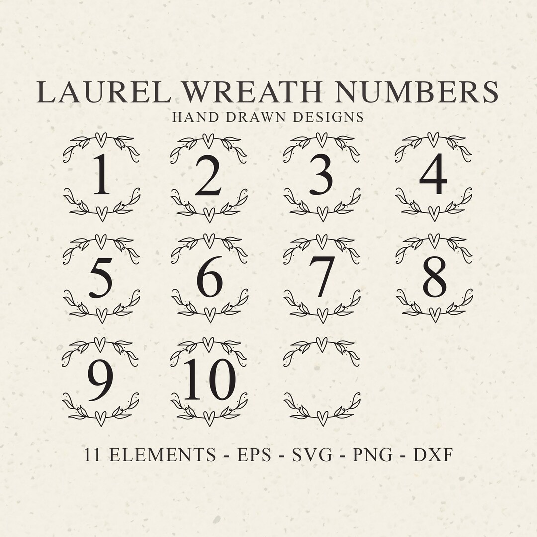 WREATH NUMBERS SVG - Laurel Wreath Svg, Wedding Wreath Svg, Wreath ...