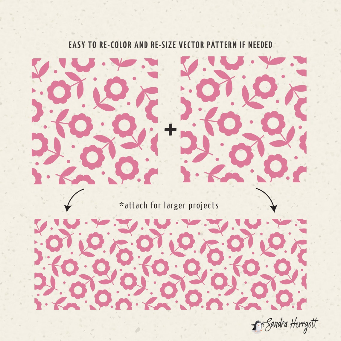 Retro Daisy Flower Seamless Pattern Svg Dxf Png Eps Jpg Floral Cricut ...