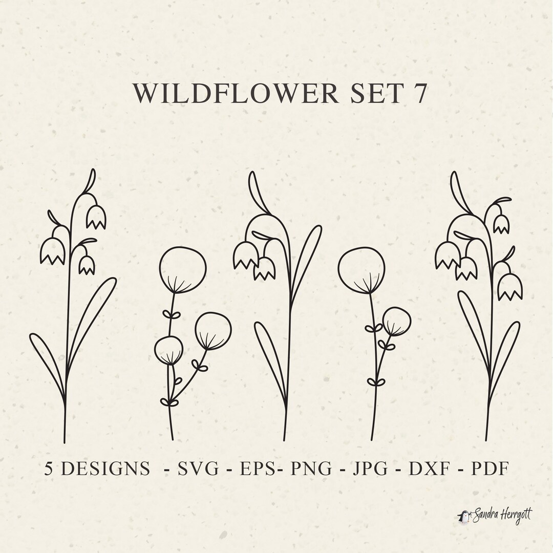 Wildflower Set 7 Plotter File Svg Dxf Eps Jpg Png Pdf Floral Cricut ...