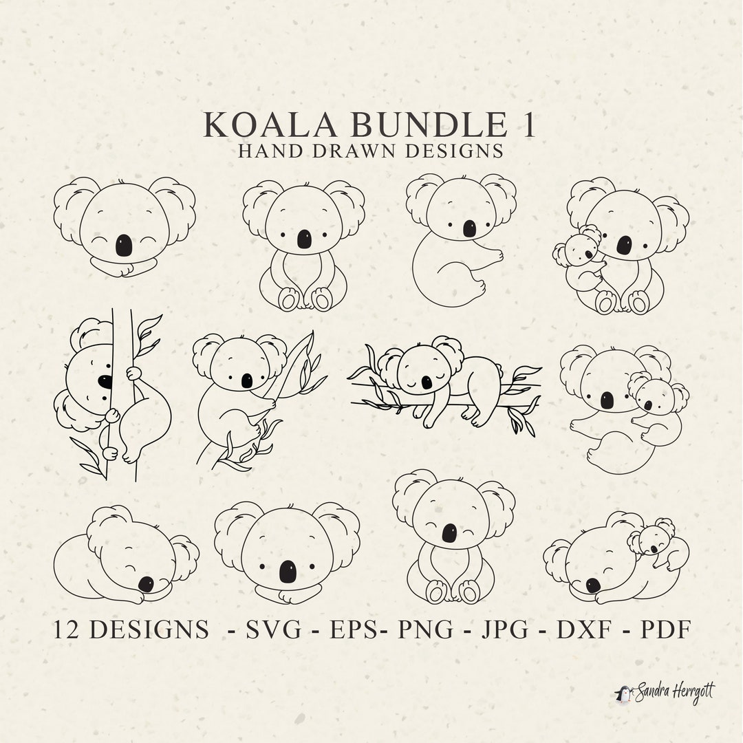 Baby Koala Plotter File Svg Dxf Png Jpg Australian Animal Cricut ...