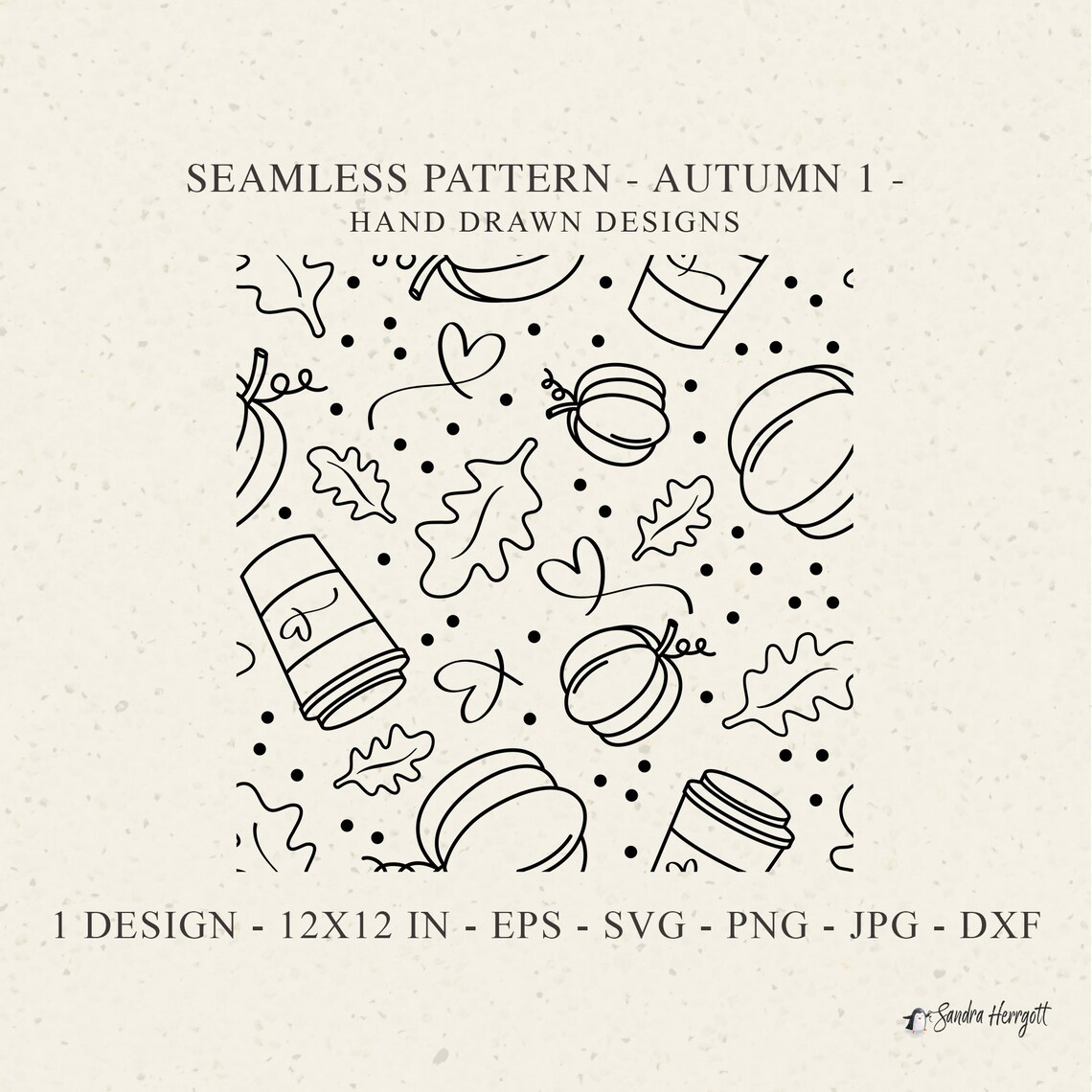 Autumn Seamless Pattern Svg Dxf Png Eps Jpg Fall Cricut Oak - Etsy