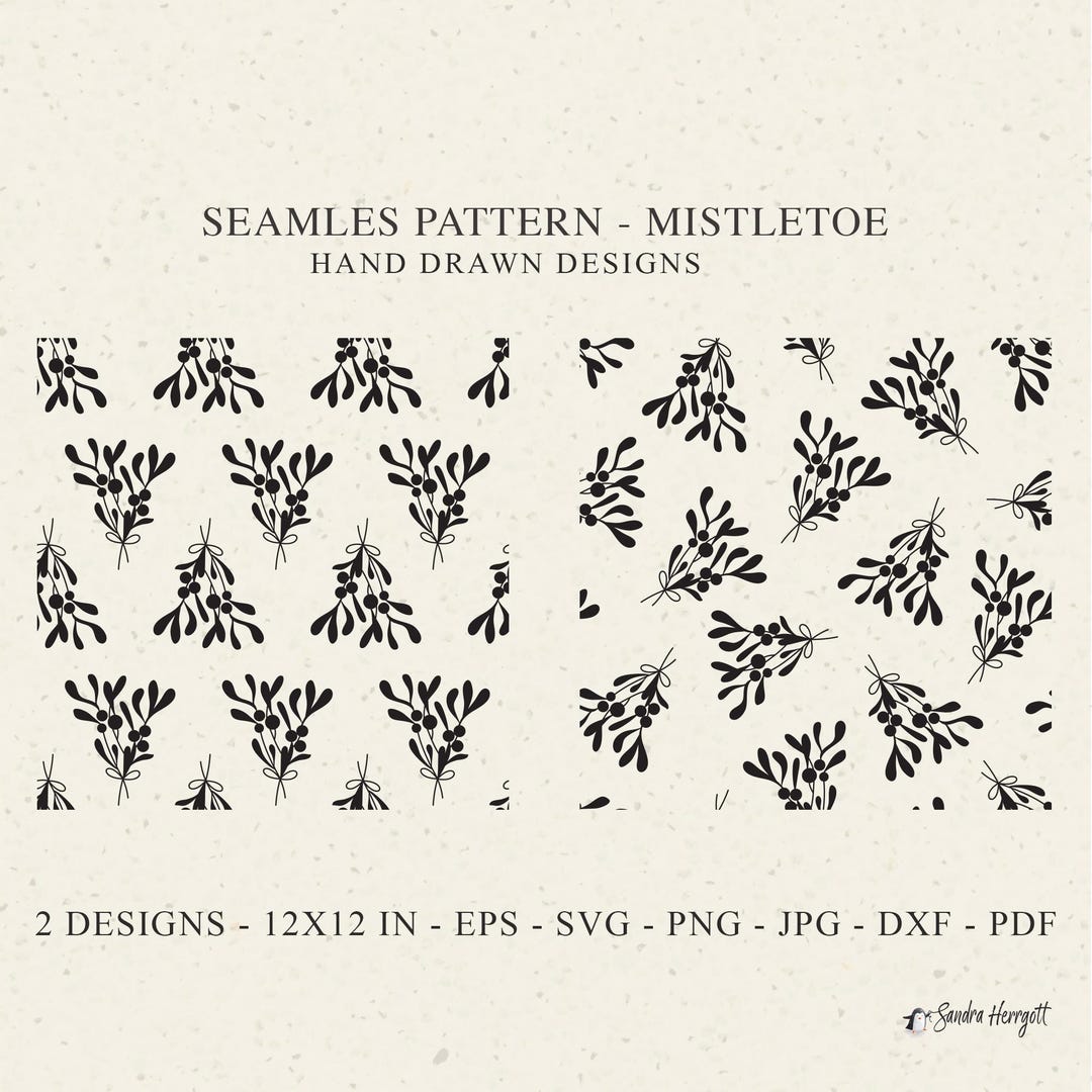 Mistletoe Seamless Pattern Svg Dxf Png Jpg Eps Cute Christmas Cricut ...