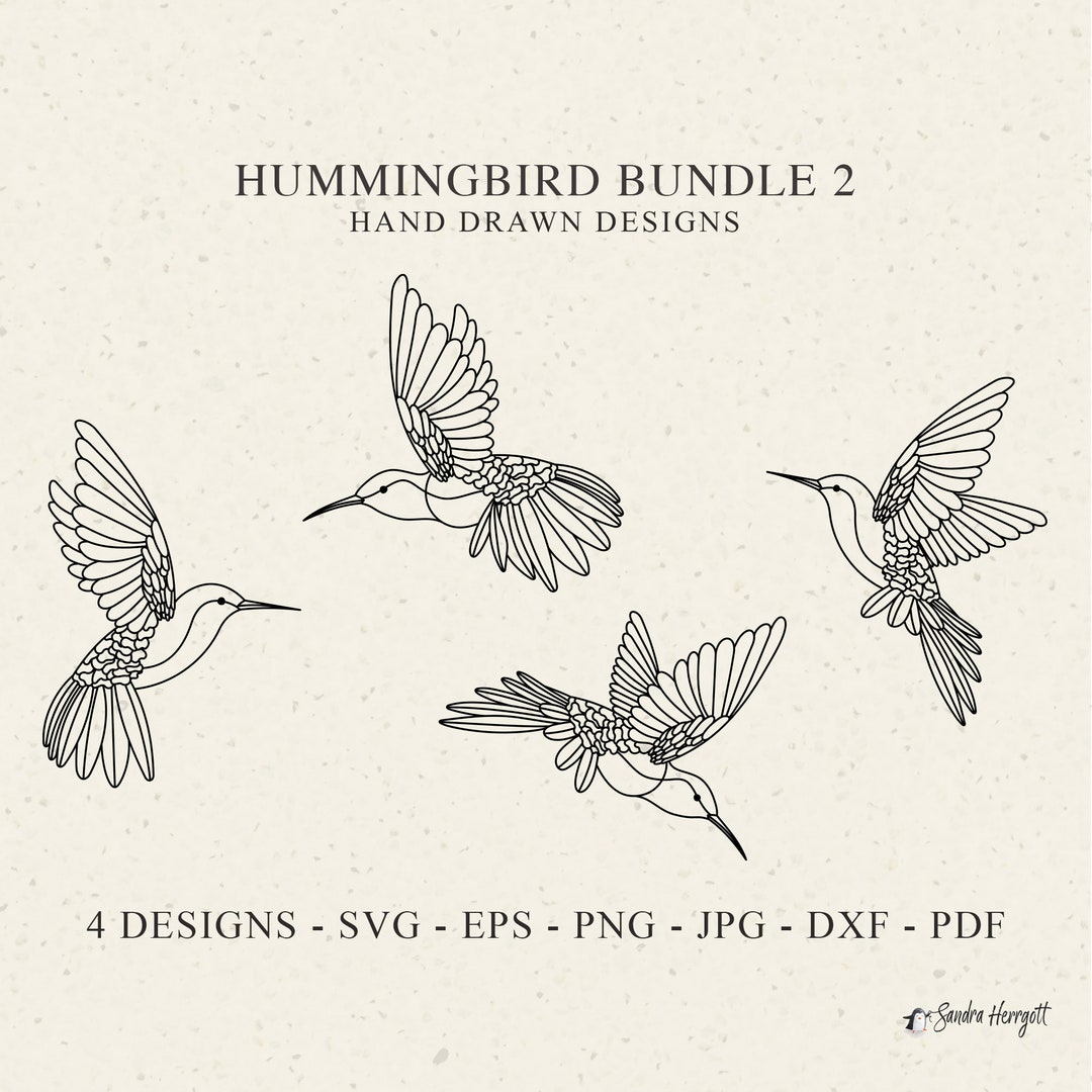 Hummingbird Plotter File Svg Dxf Png Eps Jpg Pdf Cute Bird Cricut Sweet ...