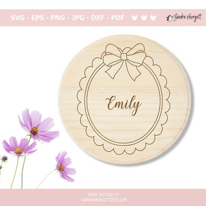 Ribbon Frame Plotter File Svg Dxf Png Jpg Pdf Eps Coquette Bow Cricut ...