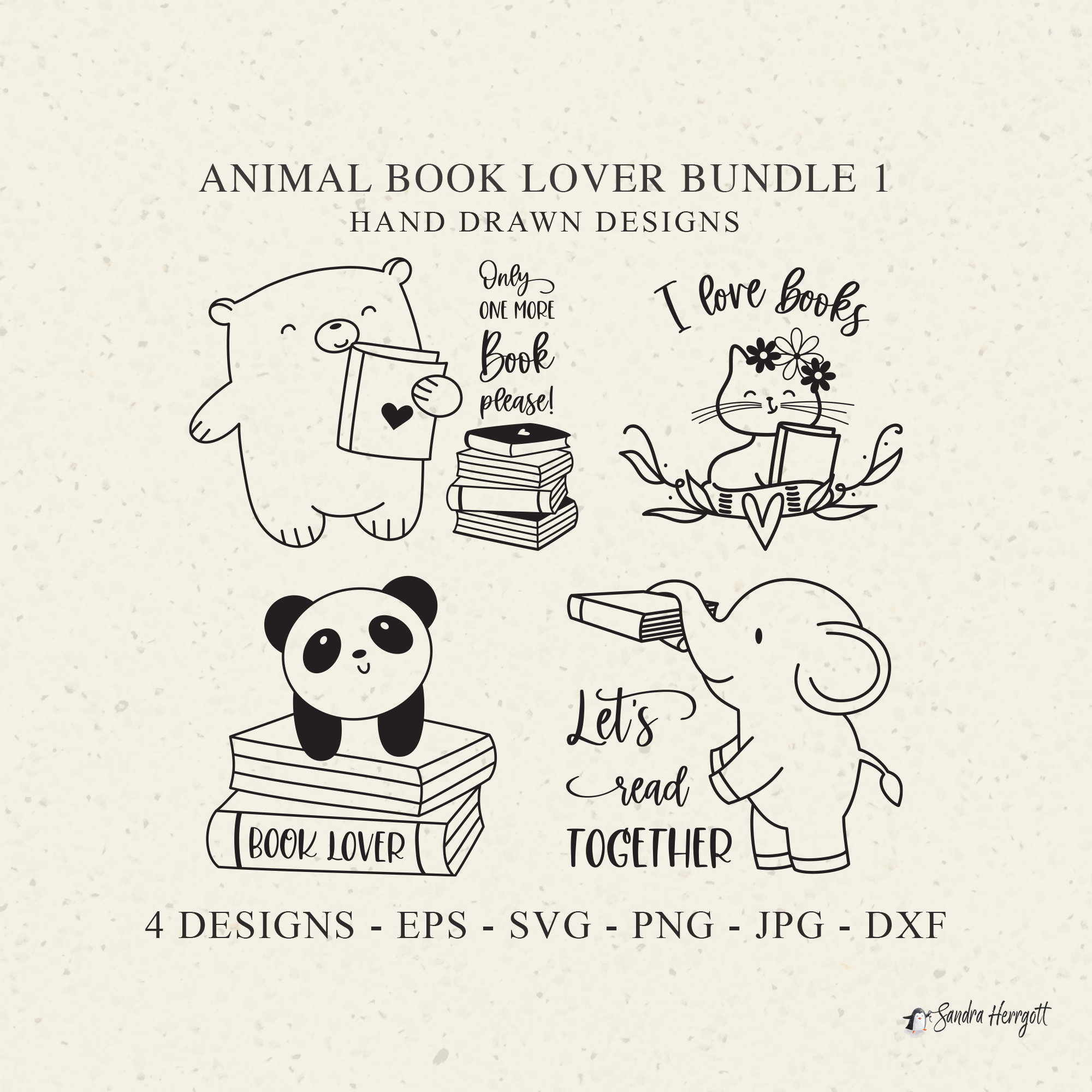 Animal Book Lover Svg Bundle Bear Reading Cricut Cute Cat Book - Etsy ...