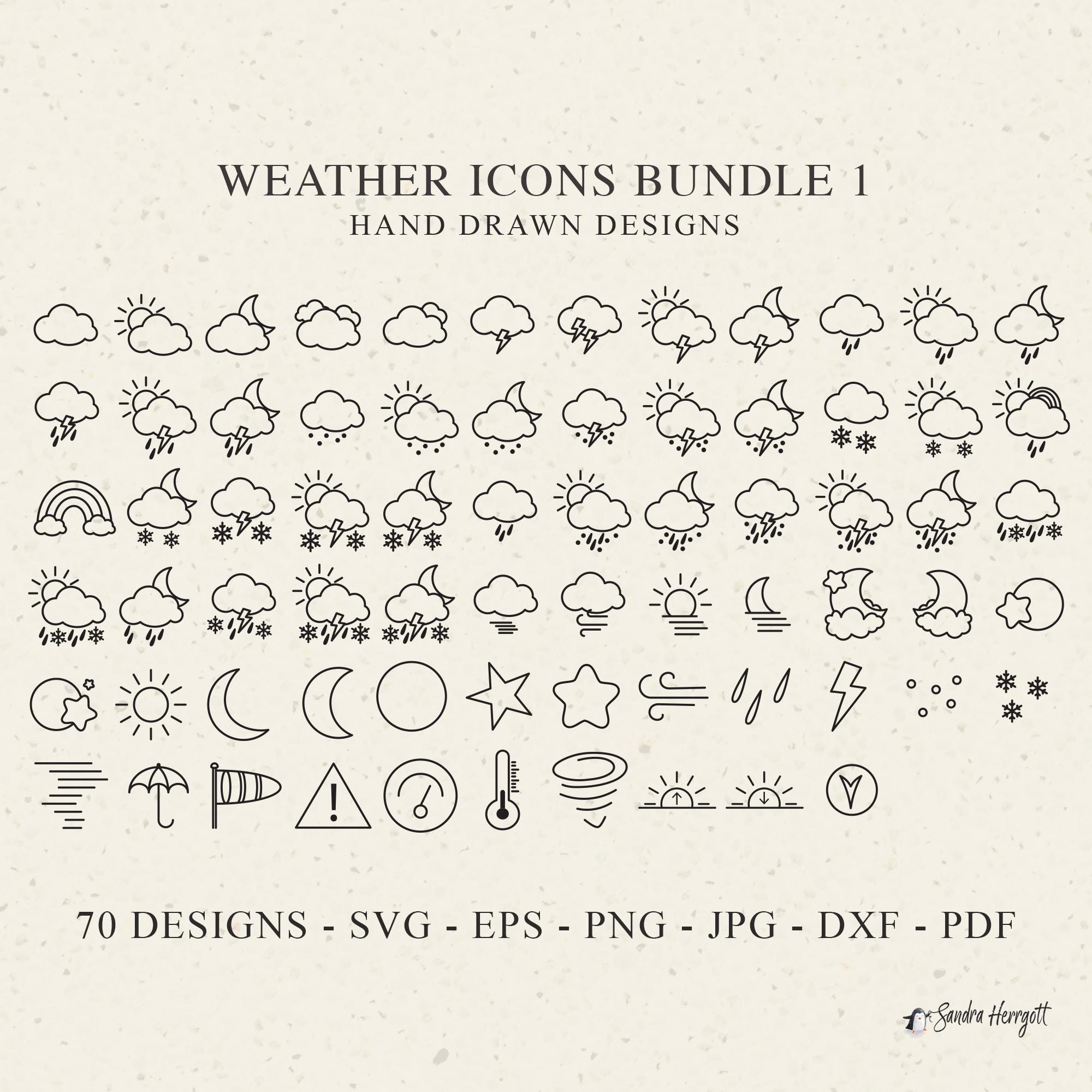 Tarjetas Con Símbolos Del Clima Para Imprimir Weather Symbols Etsy