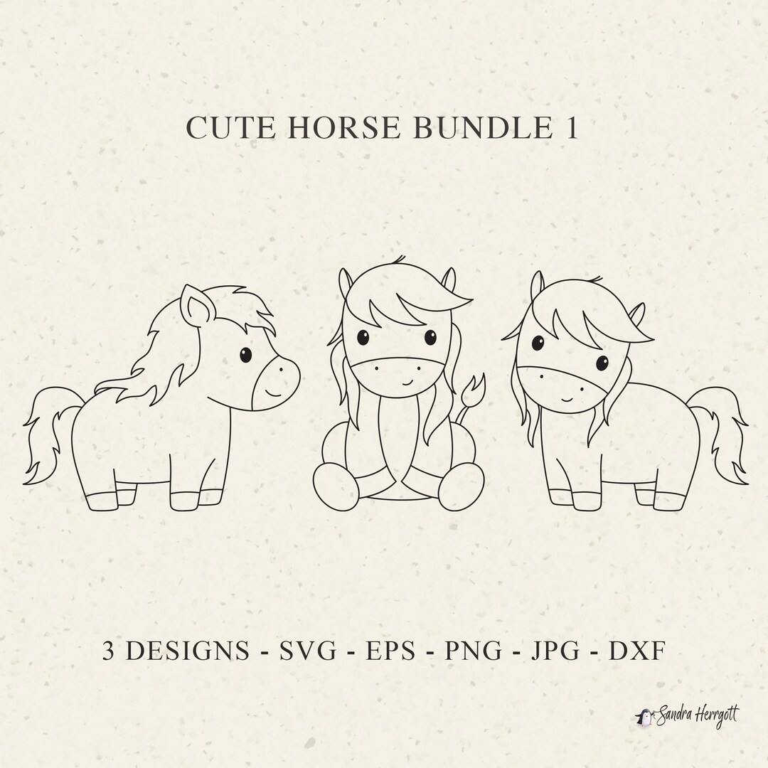 Cute Horse Plotter File Svg Dxf Png Jpg Eps Whimsical Cricut Baby Farm ...