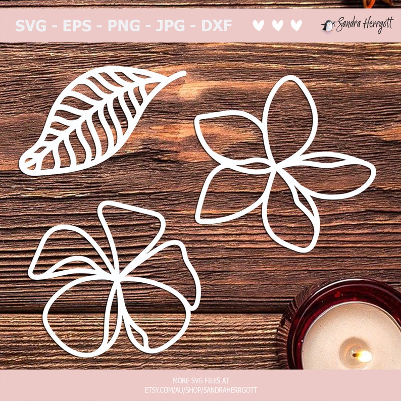 Plumeria Flower Plotter File Svg Dxf Png Eps Jpg Tropical Floral Cricut ...