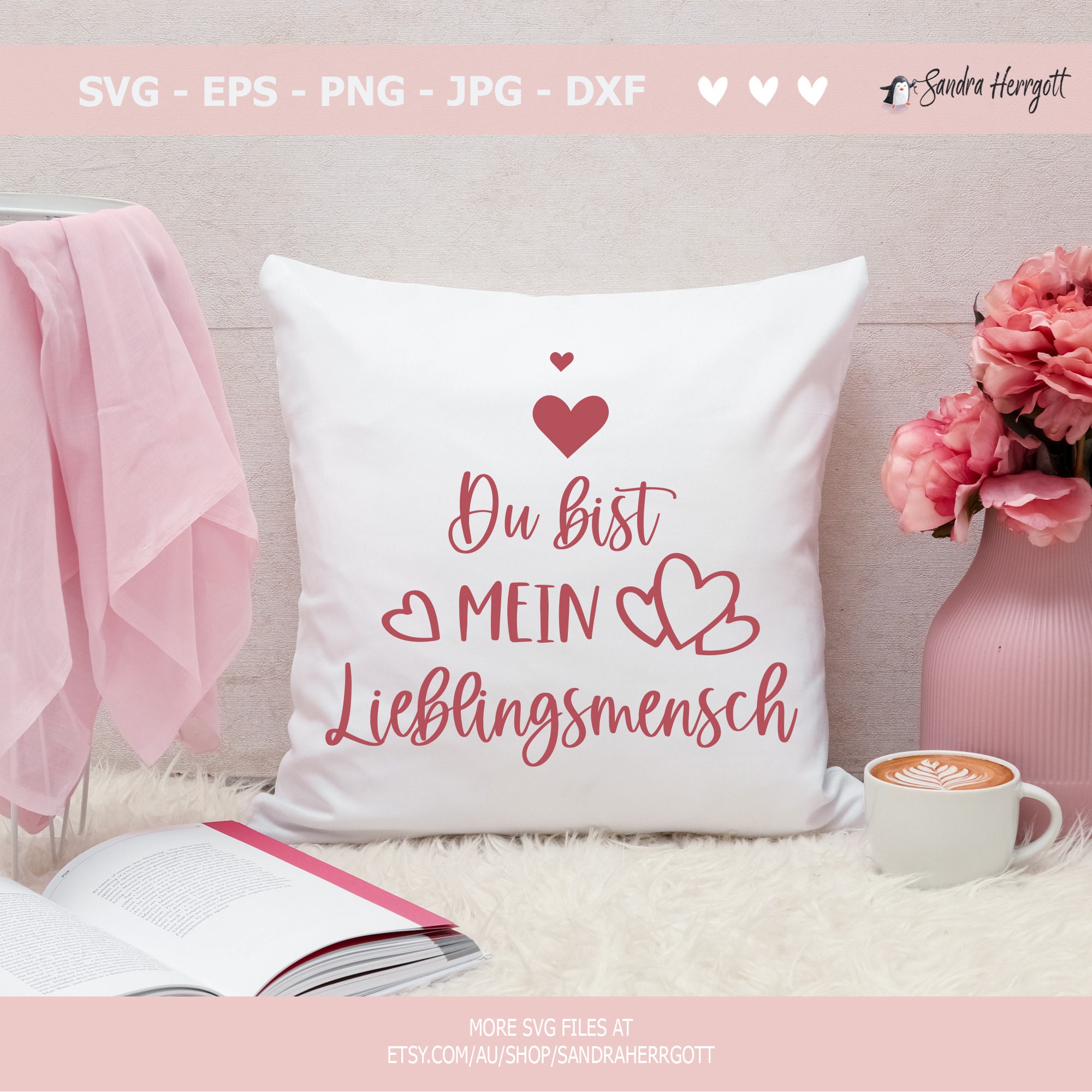 German Valentine SVG Bundle Leaves Wreath Banner Cricut Love Heart ...