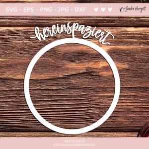 German Hereinspaziert Plotter File SVG DXF PNG Laurel Wreath Monogram ...