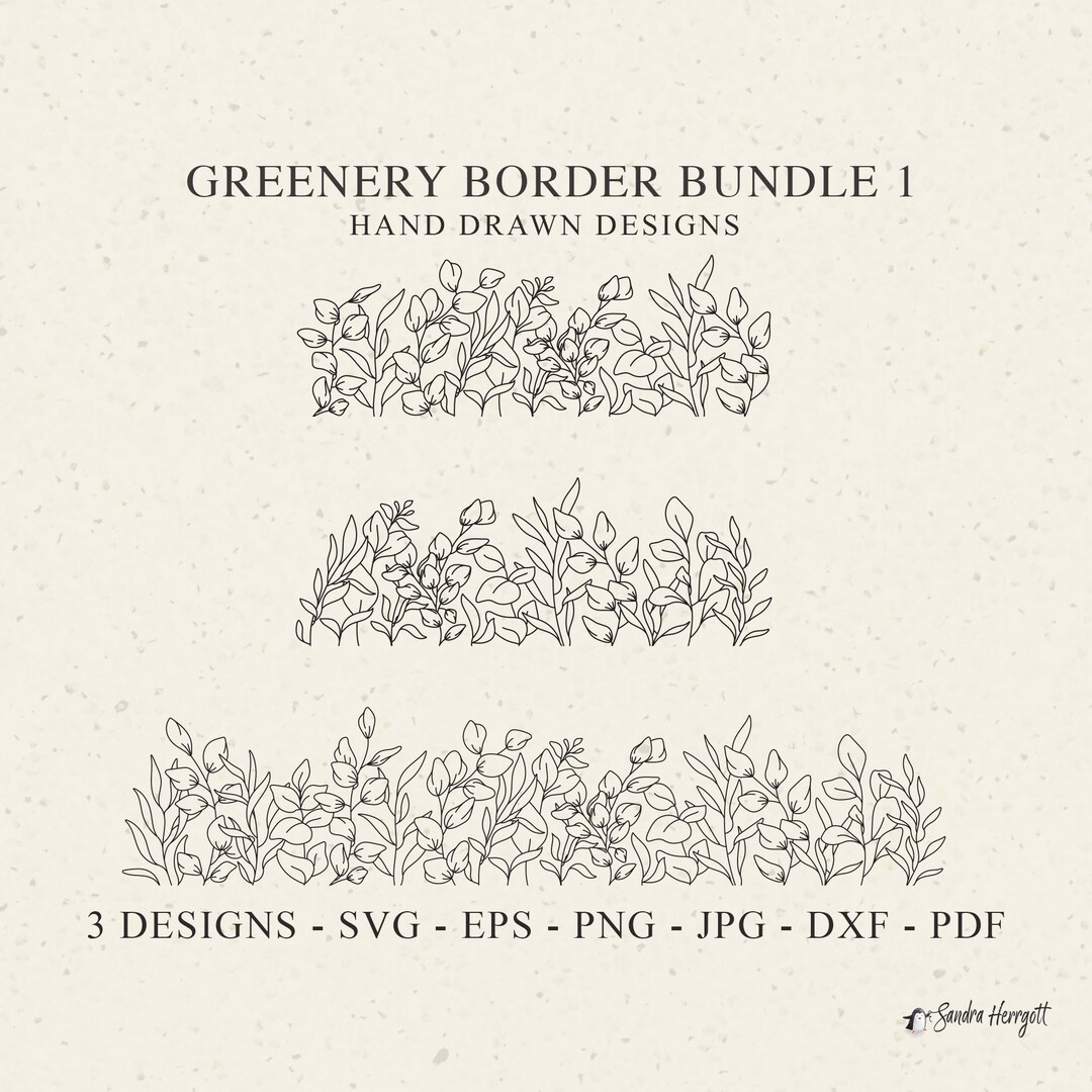 Greenery Border Plotter File Svg Dxf Png Jpg Pdf Eps Meadow Cricut ...