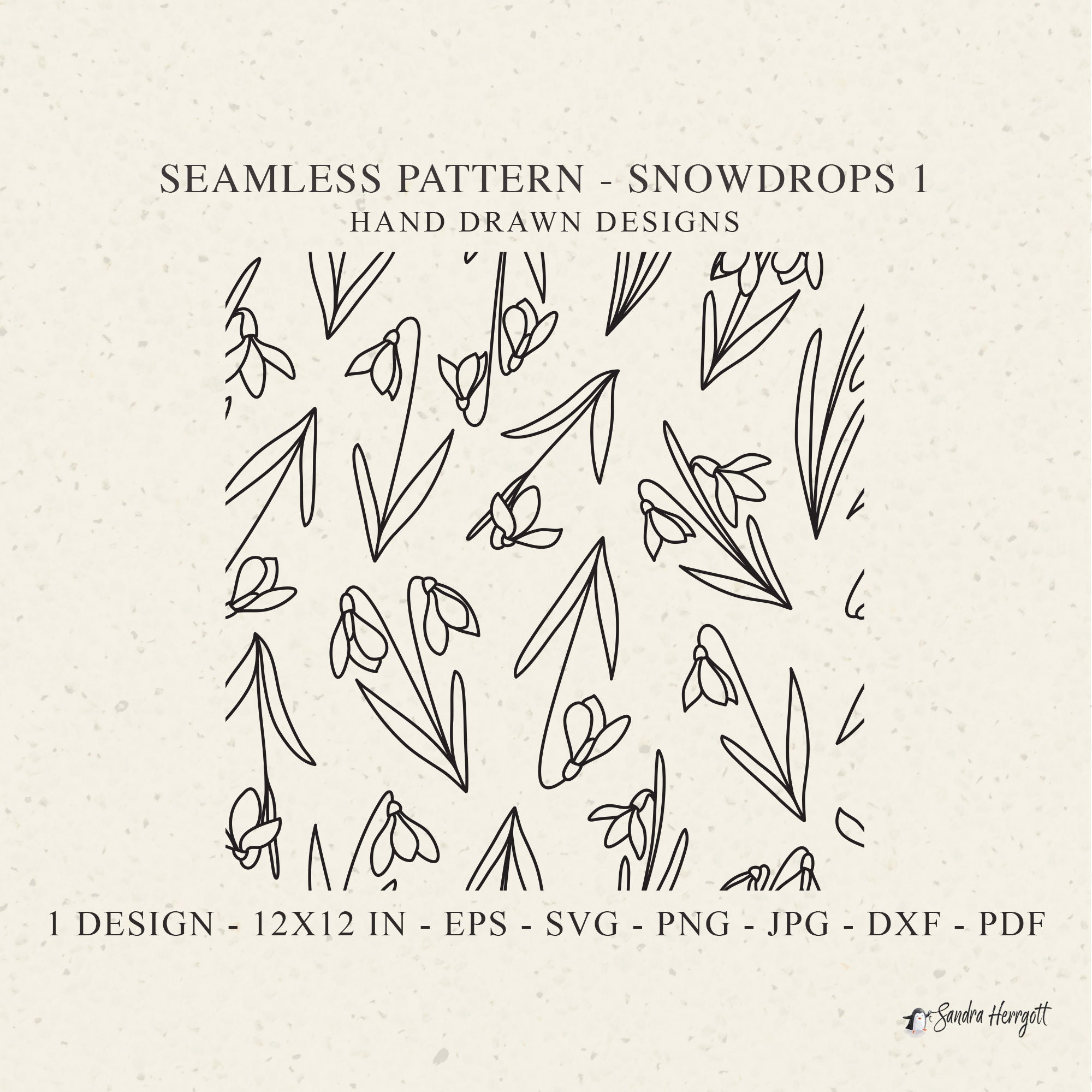 Snowdrop Seamless Pattern Svg Dxf Png Eps Jpg Pdf Flower - Etsy Canada