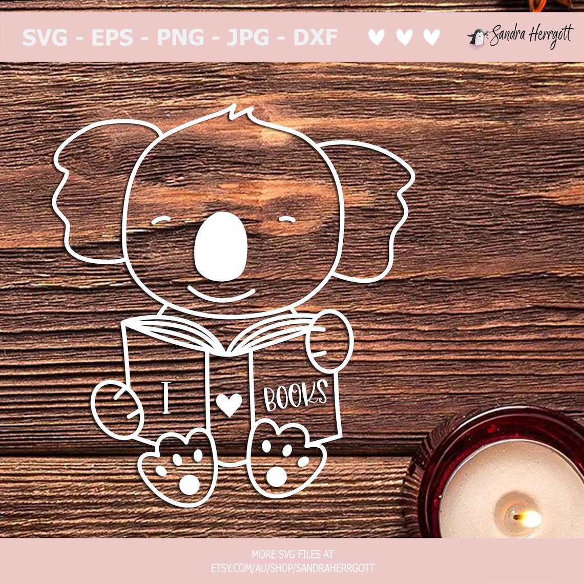 Animal Reading Plotter File SVG DXF PNG Lion Fox Koala Bear Sheep ...