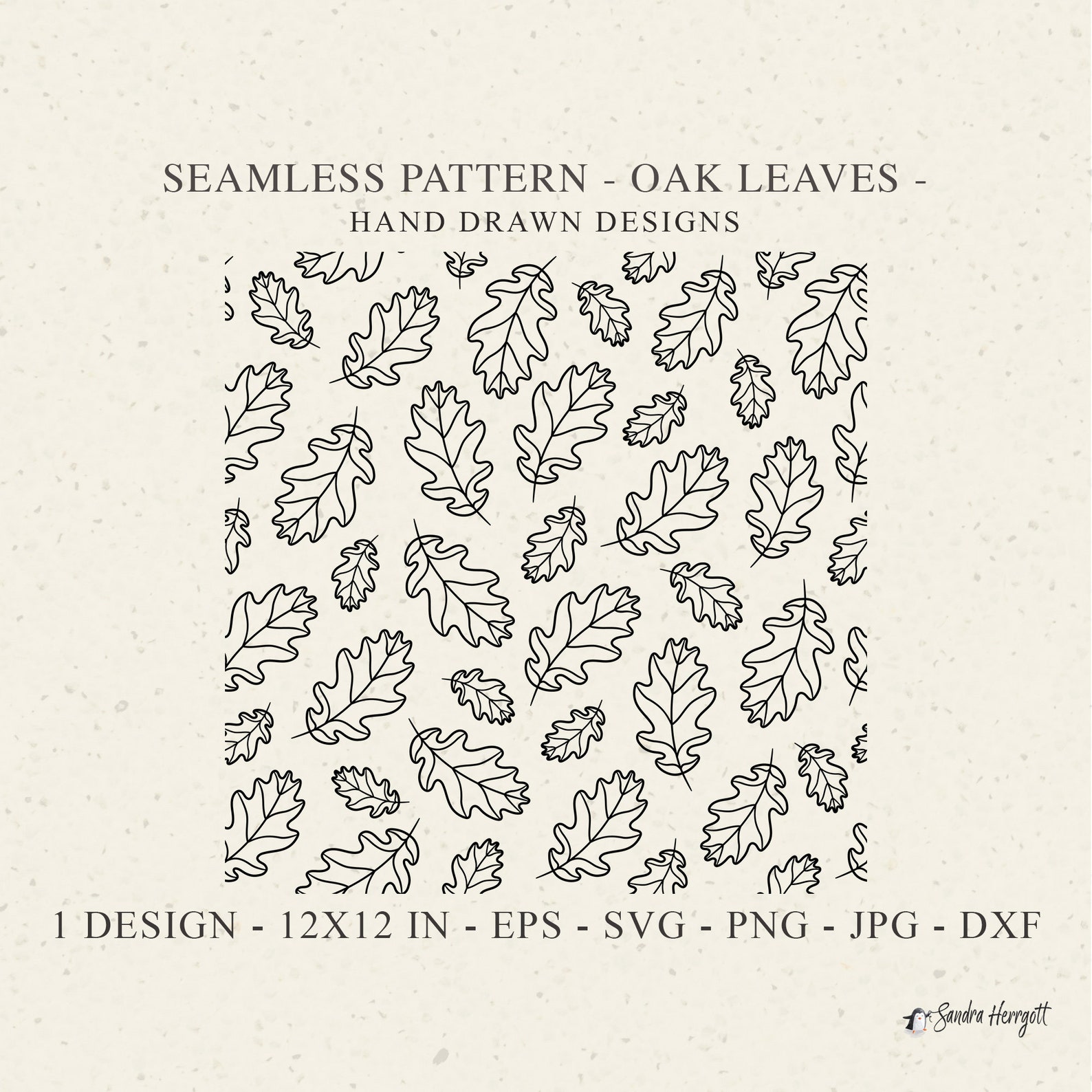 Oak Leaf Pattern Svg Dxf Png Eps Jpg Fall Cricut Autumn Background ...