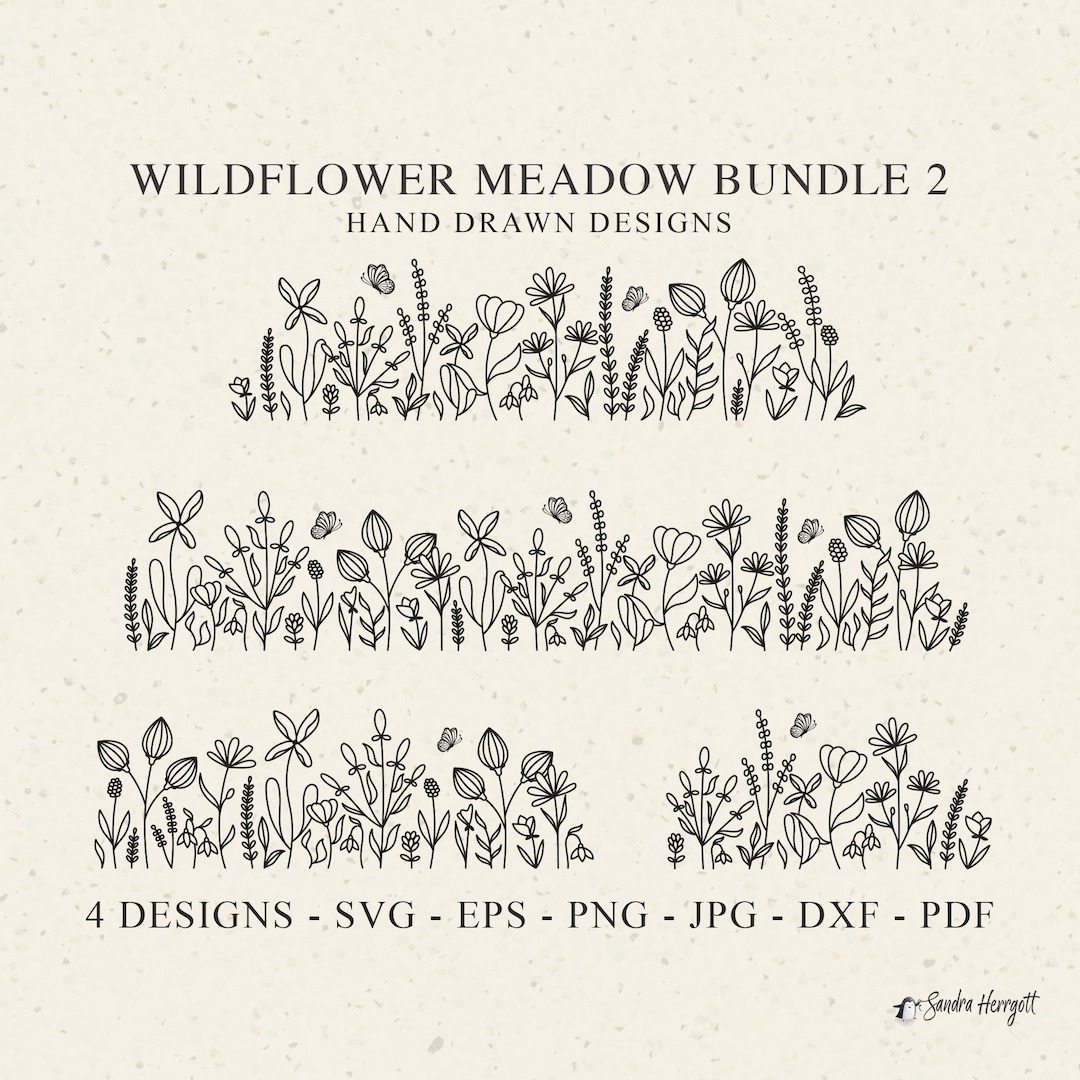 Wildflower Meadow Plotter File Svg Dxf Png Jpg Garden Plant Cricut ...