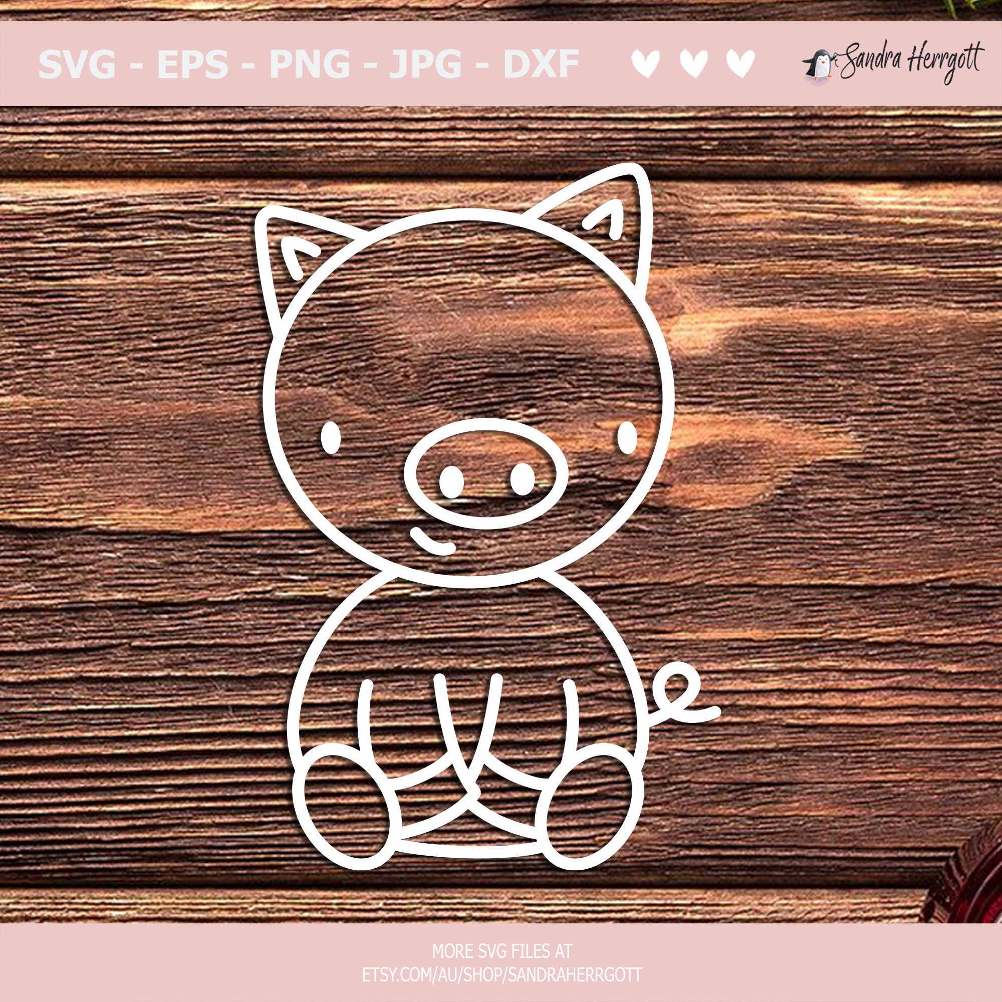 Farm Animal Plotter File Svg Dxf Eps Png Jpg Cute Baby Pig Cow - Etsy