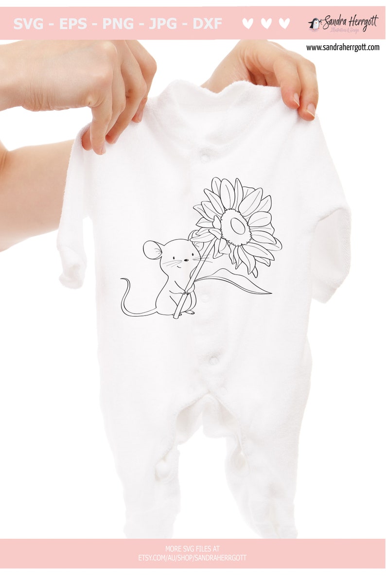 Mouse Holding Sunflower Svg Whimsical Botanical Animal SVG | Etsy Australia