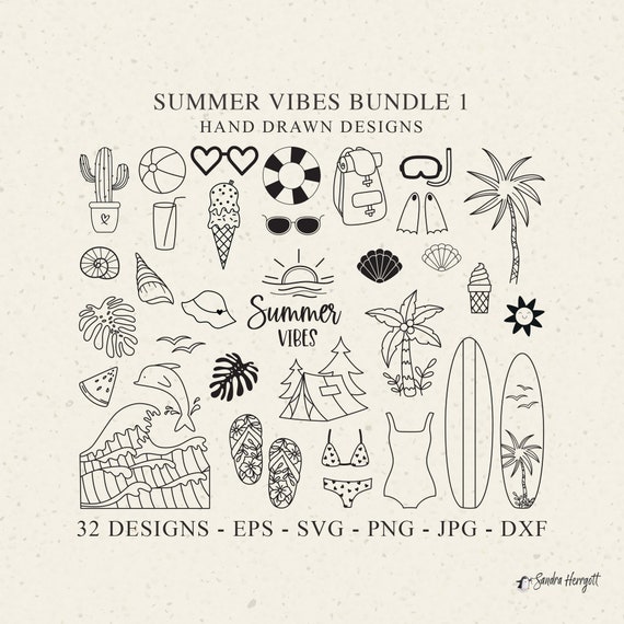 Summer Vibes Plotter File SVG DXF Eps Png Vacation Palm Tree | Etsy