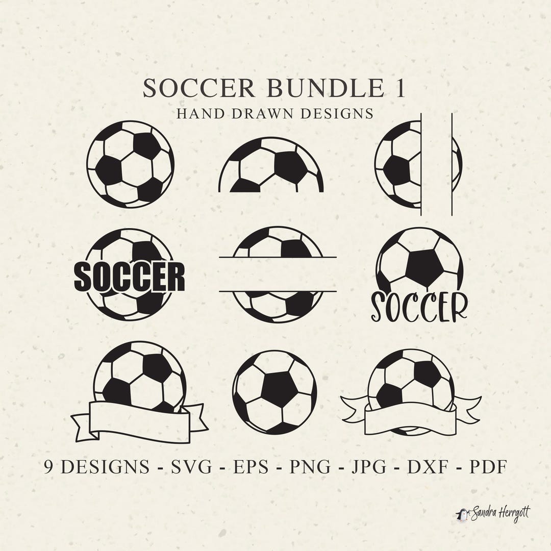 Soccer Ball Plotter File Svg Dxf Png Jpg Eps Sport Cricut Split ...