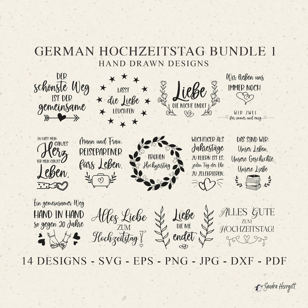 German Anniversary Plotter File Svg Dxf Png Pdf Jpg Eps Cute Marriage ...