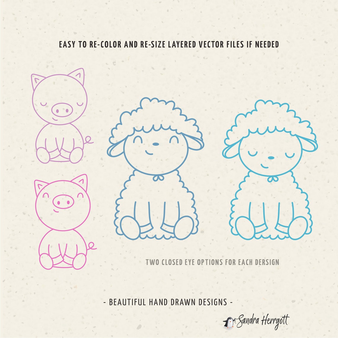 Farm Animal Plotter File Svg Dxf Eps Png Jpg Cute Baby Cat Dog | Etsy