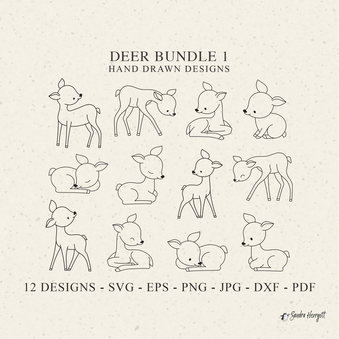 Deer Fawn Doe Plotter File Svg Dxf Png Jpg Pdf Forest Animal Cricut ...