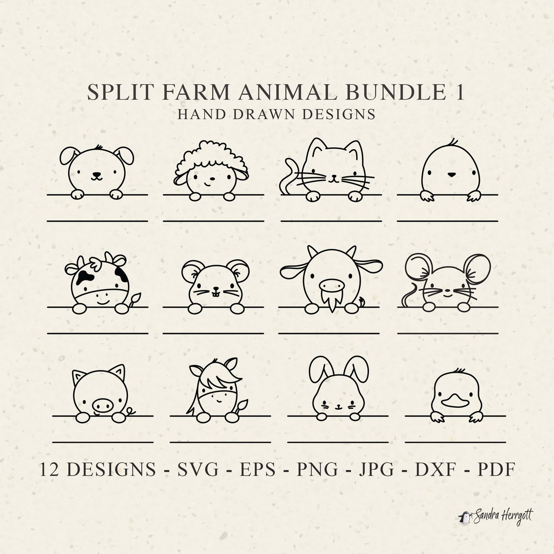 Farm Split Animal Plotter File Svg Dxf Png Jpg Baby Pig Cow Horse ...