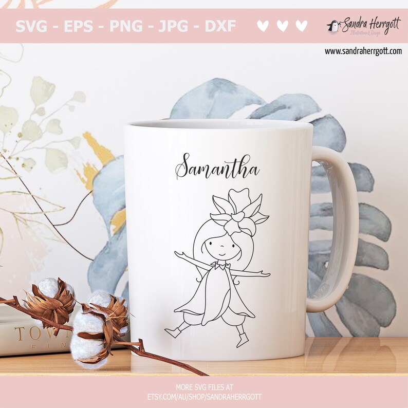 Cute Flower Girl Plotter File Svg Dxf Eps Png Jpg Nursery | Etsy Australia