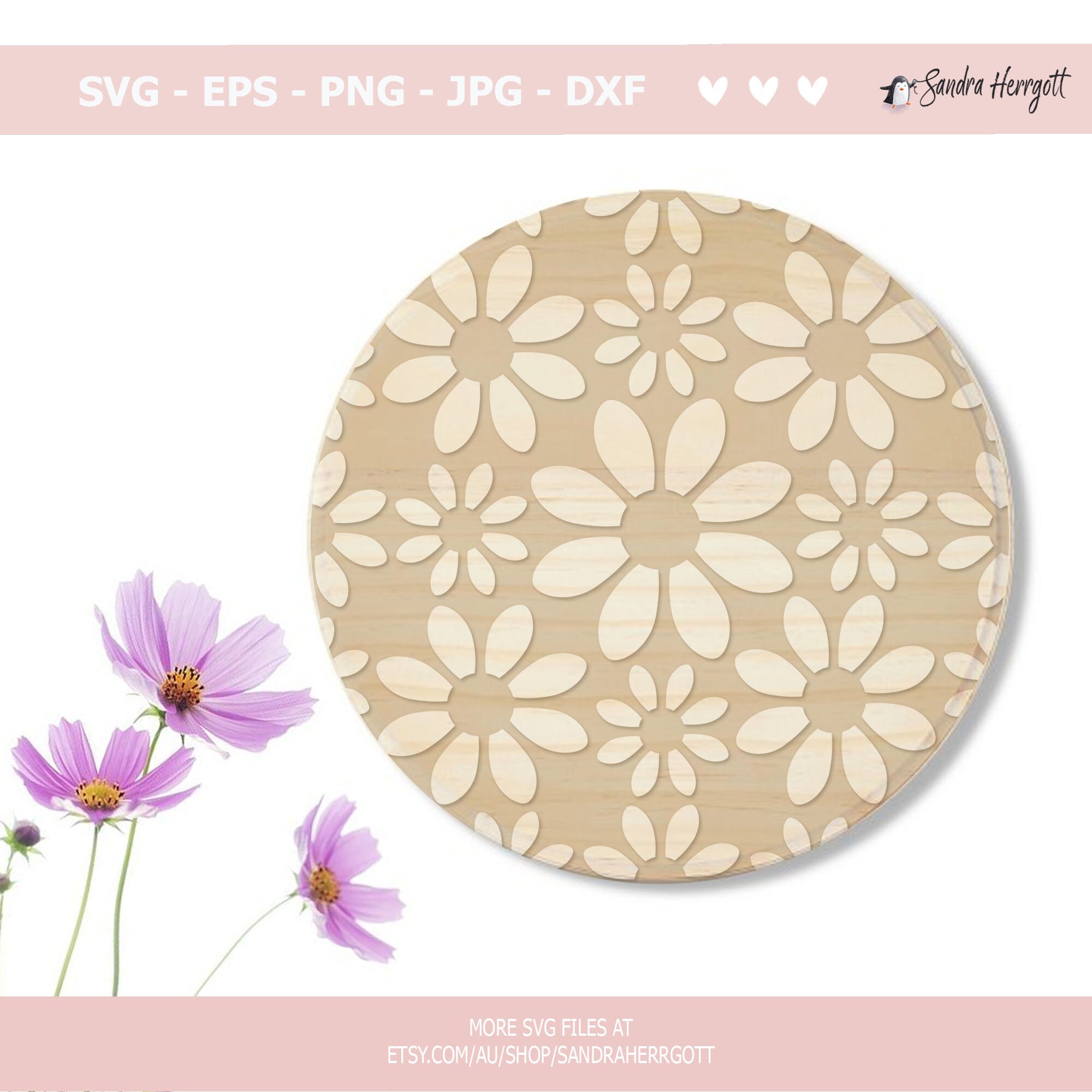 Daisy Seamless Pattern SVG DXF PNG Eps Jpg Flower Cricut - Etsy